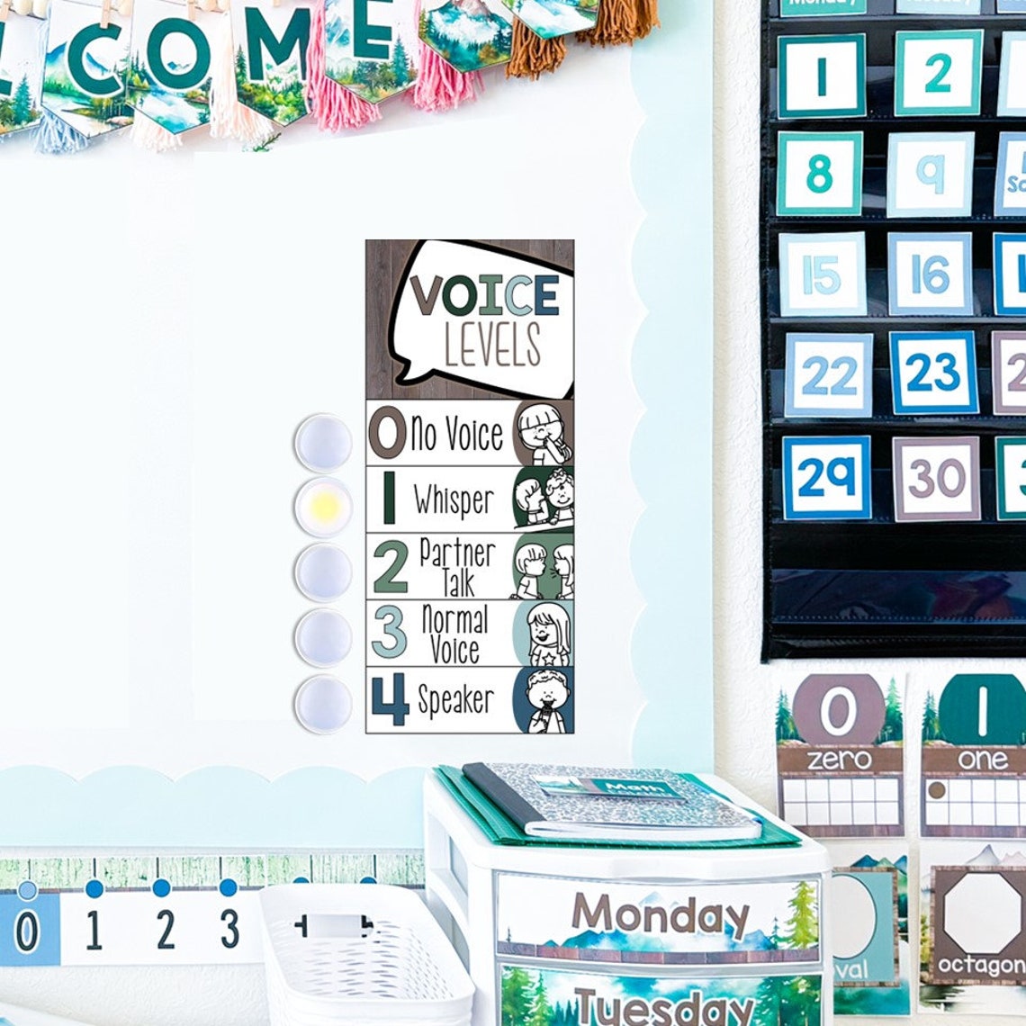 Printable Voice Level Chart Posters Nature Classroom Decor Editable ...