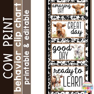 Printable Cow Print Behavior Clip Chart Farmhouse Classroom Decor ...