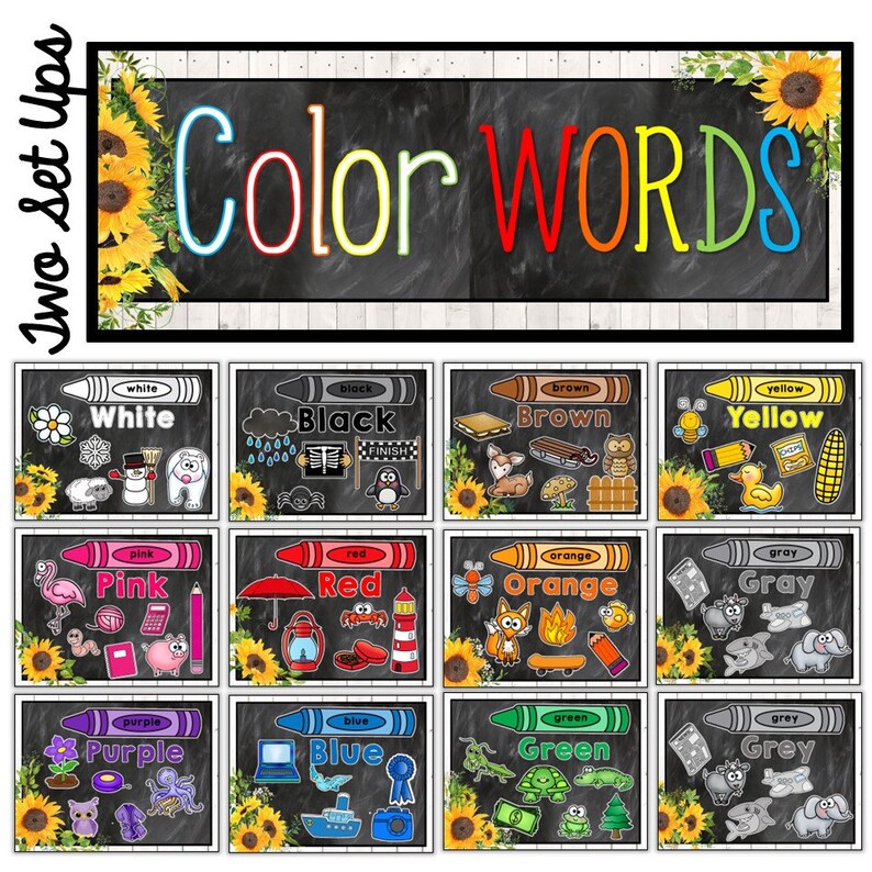 PRINTABLE Color Posters Pack | Sunflower Farmhouse Classroom Decor ...