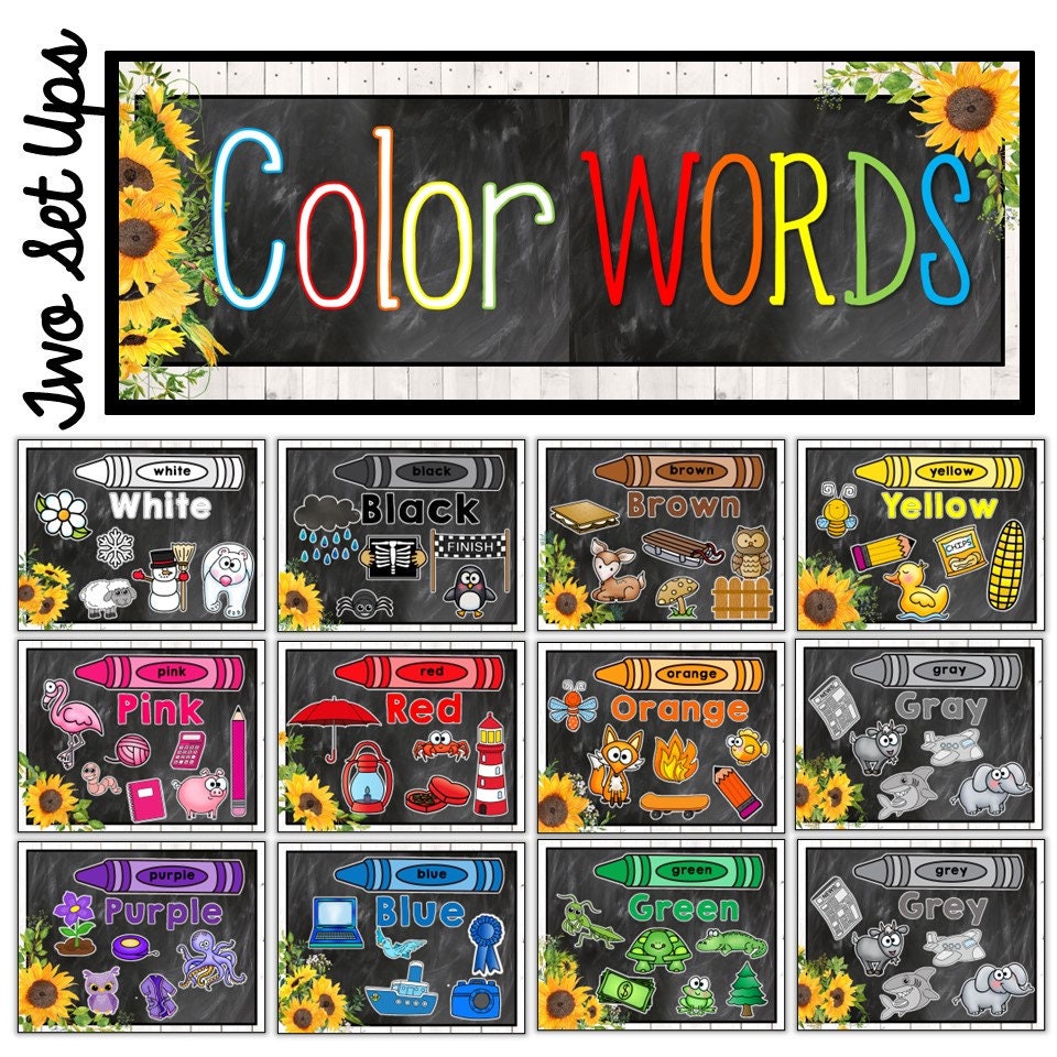 PRINTABLE Color Posters Pack Sunflower Farmhouse Classroom - Etsy