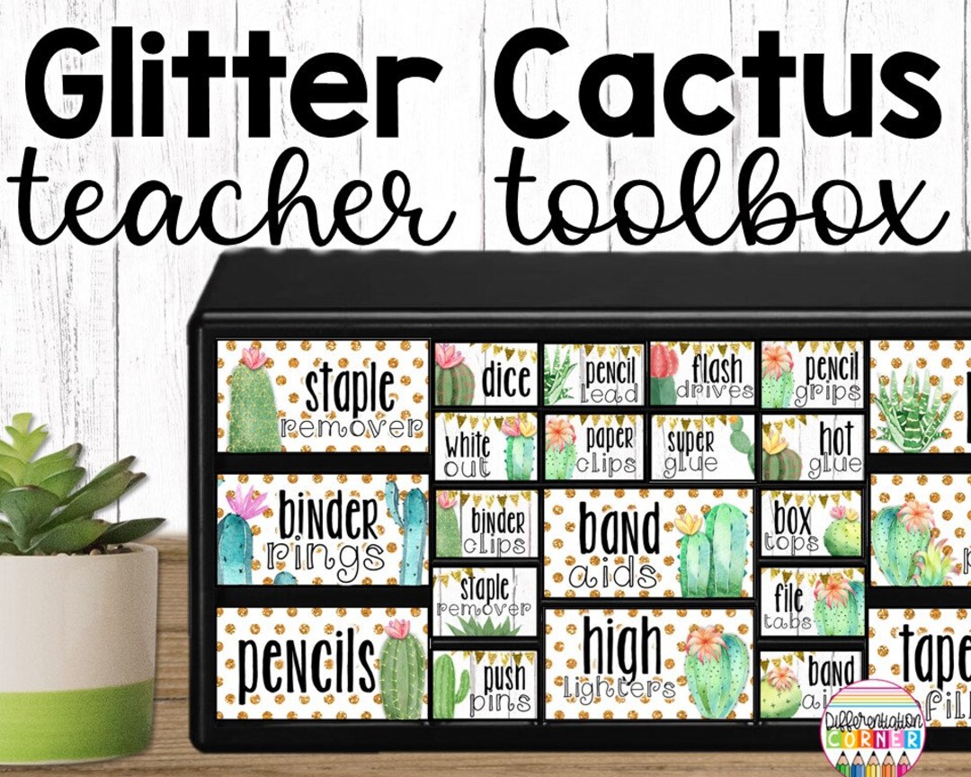 Cactus Teacher Tool Box Labels, Cactus Classroom Decor Teacher Toolbox ...