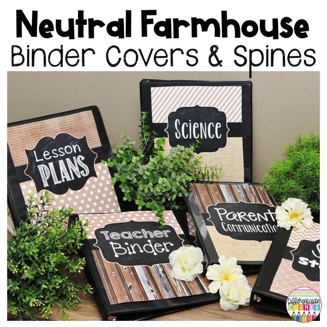 Editable Binder Covers and Spines Farmhouse Classroom Decor Farmhouse ...