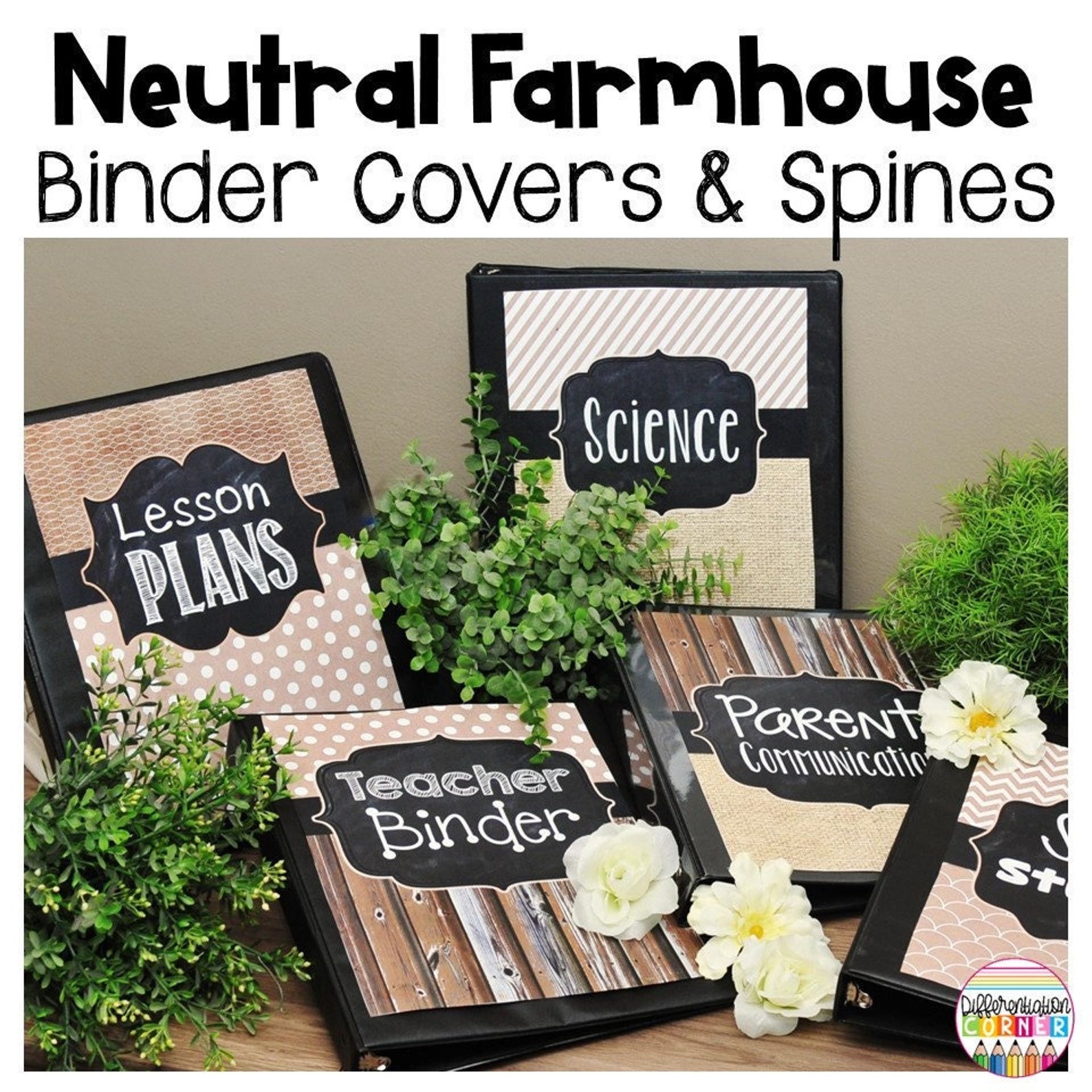 Editable Binder Covers and Spines | Farmhouse Classroom Decor ...
