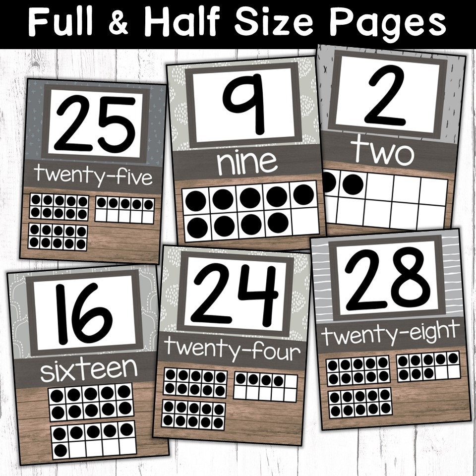 Number Posters 0-30 Number Line Negative Numbers Neutral Boho Classroom ...