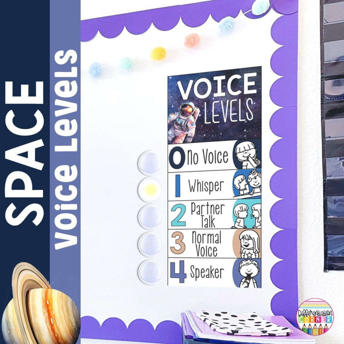 Printable Voice Level Chart Posters Space Theme Classroom Decor ...