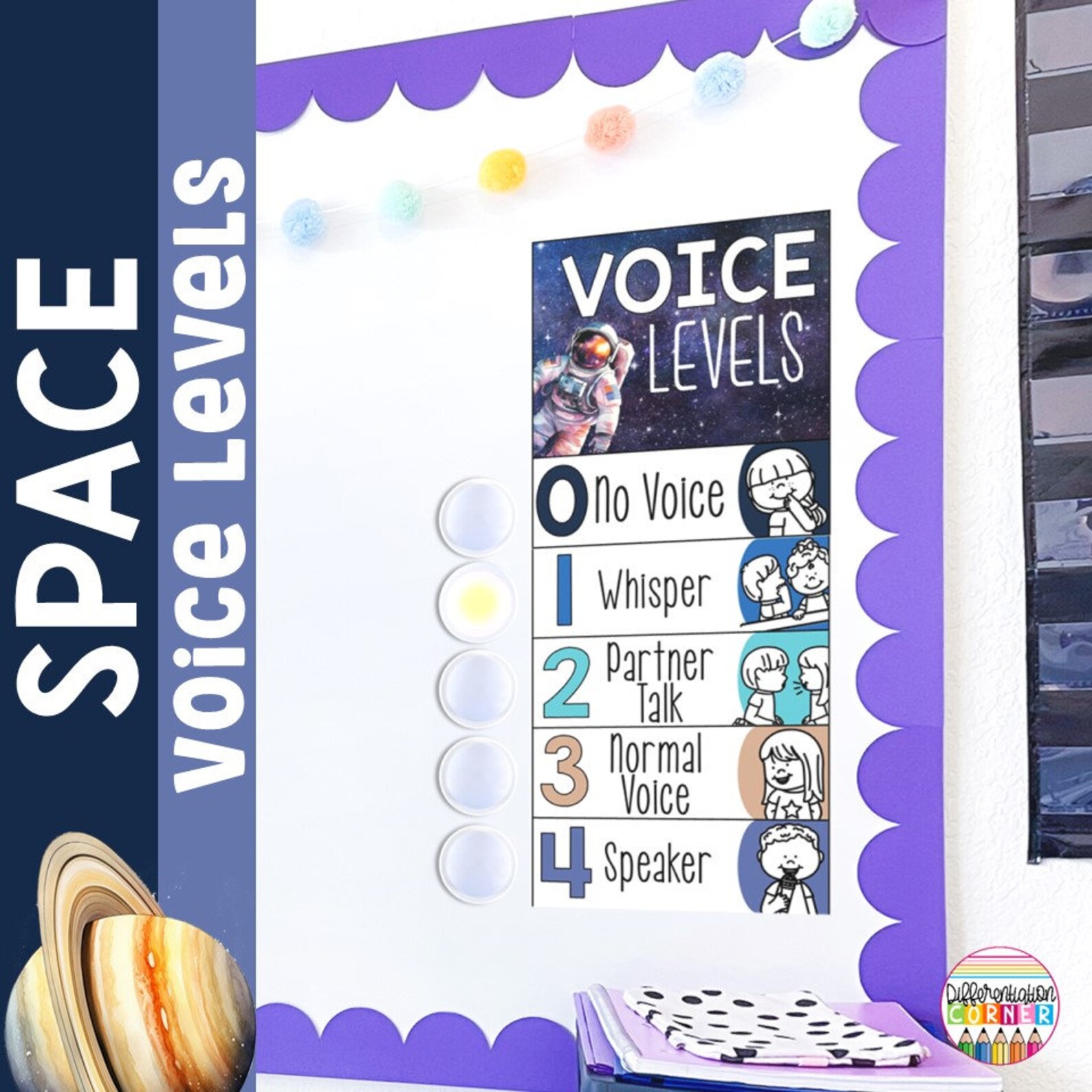Printable Voice Level Chart Posters Space Theme Classroom Decor ...