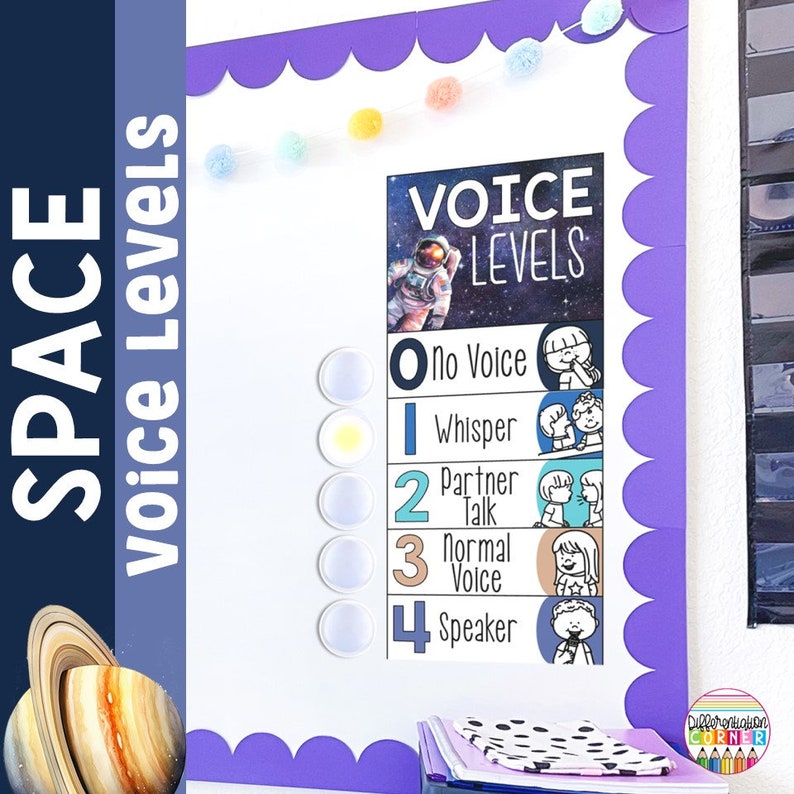 Printable Voice Level Chart Posters Space Theme Classroom Decor ...