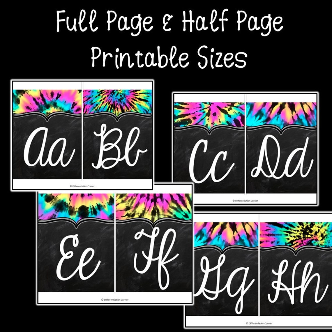 Cursive Alphabet Posters for Classroom Tie Dye Retro Classroom - Etsy