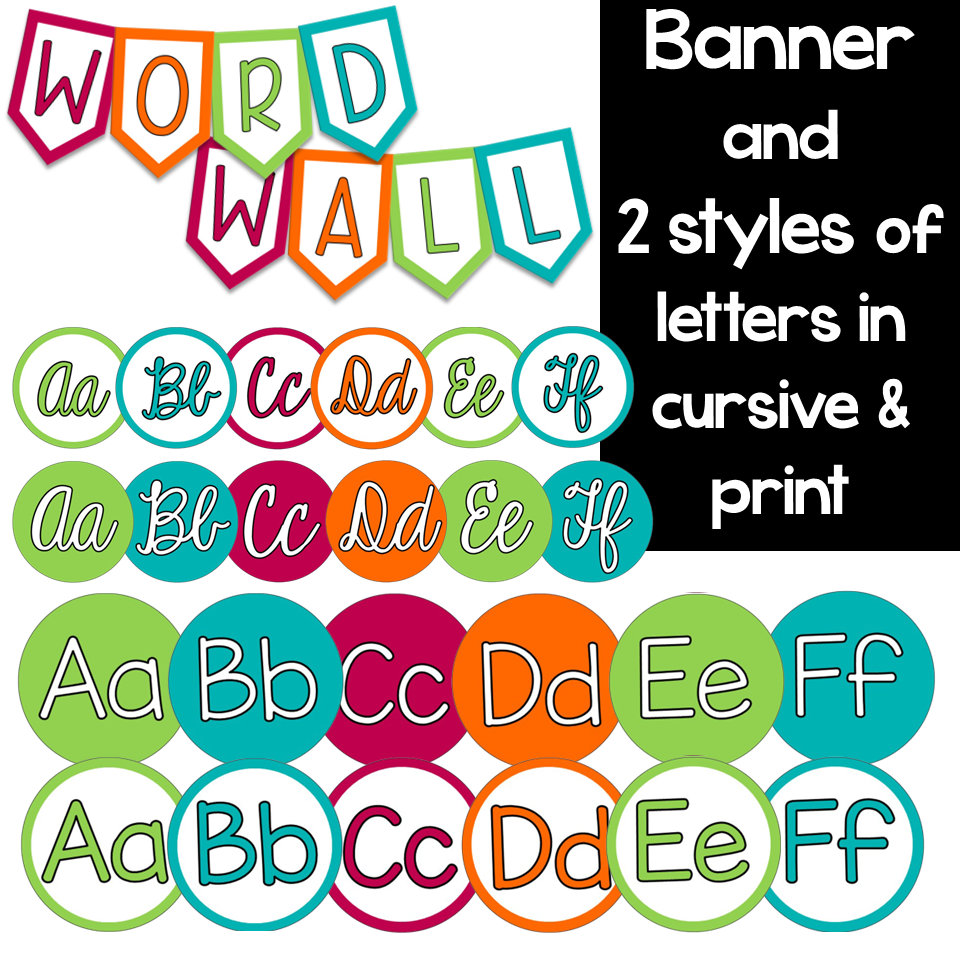 Classroom Word Wall Display Editable Confetti Rainbow Classroom Decor ...