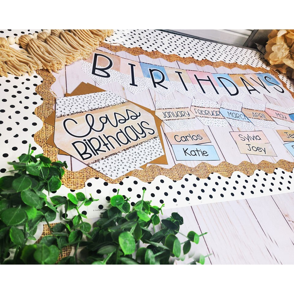 Boho Classroom Birthday Display Neutral Boho Classroom Decor Classroom ...