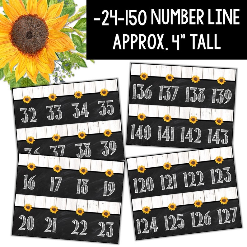 Number Posters 0-30 Number Line With Negative Numbers Sunflower ...