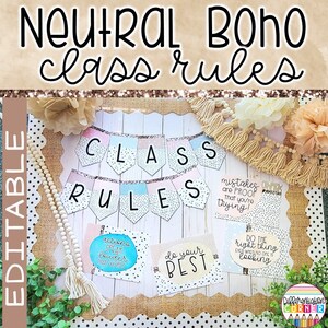 Editable Boho Classroom Rules Posters Neutral Boho Classroom Decor ...