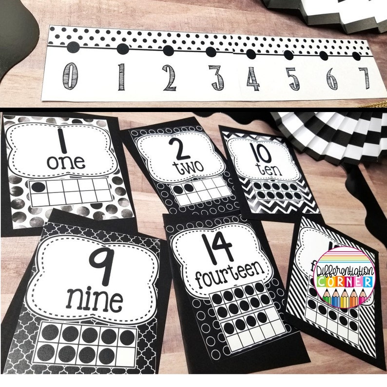 Number Posters 0-30 Number Line With Negative Numbers Black and White ...