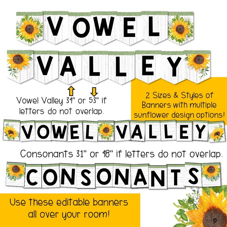 Sound Wall Classroom Posters | Sunflower Farmhouse Classroom Decor ...