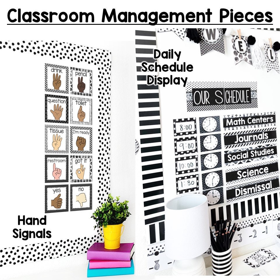 Modern Black and White Classroom Decor Bundle Classroom Bulletin Board ...