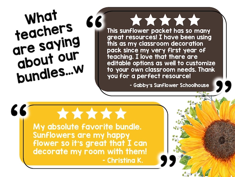 Bright Sunflower Classroom Decor Bundle | Printable Classroom Bulletin ...
