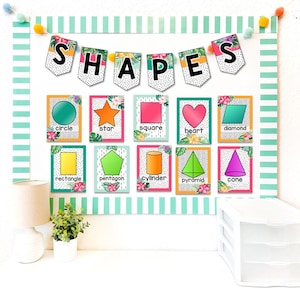 PRINTABLE Shape Posters and Charts Tropical Classroom Decor 2D and 3D ...