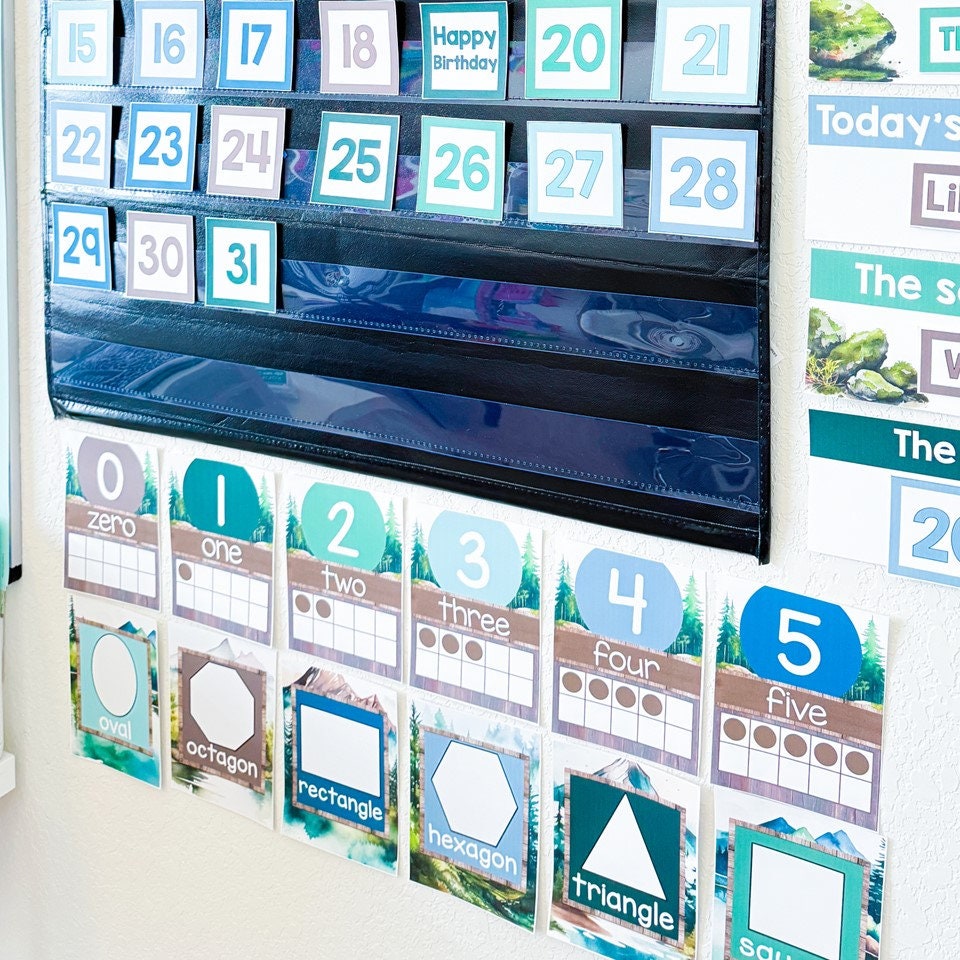 Number Posters 0-30 Number Line Negative Numbers Nature Classroom Theme ...