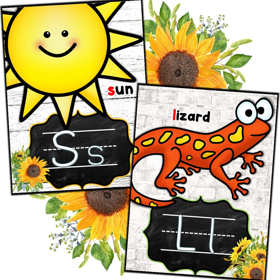 Alphabet Posters With Pictures for the Classroom Sunflower Farmhouse ...