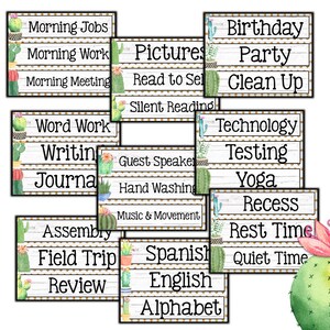 Editable Cactus Succulent Daily Schedule Cards Plant Classroom - Etsy