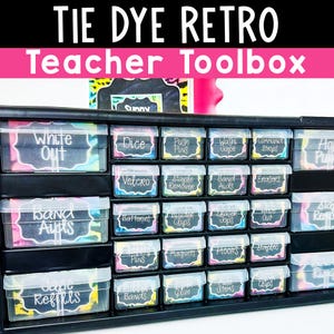 Tie Dye Teacher Tool Box Labels, Groovy Hippie Classroom Decor Teacher ...