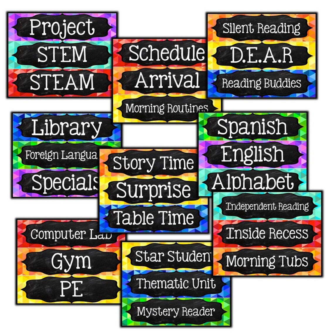 Editable Daily Schedule Cards Rainbow Classroom Decor Printable ...