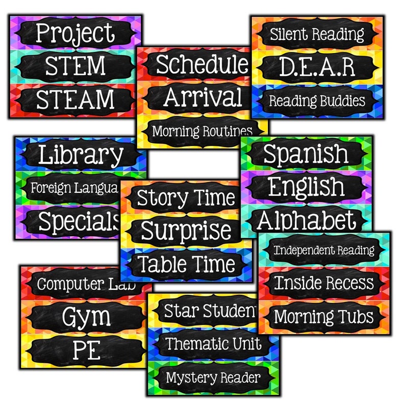 Editable Daily Schedule Cards Rainbow Classroom Decor Printable ...