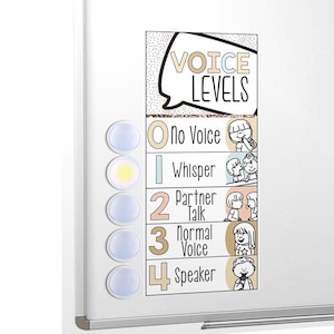 Neutral Boho Colors Printable Voice Level Chart Posters, Neutral Boho ...