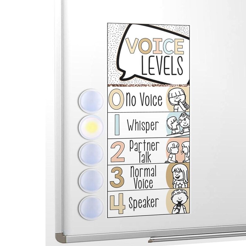 Neutral Boho Colors Printable Voice Level Chart Posters, Neutral Boho ...