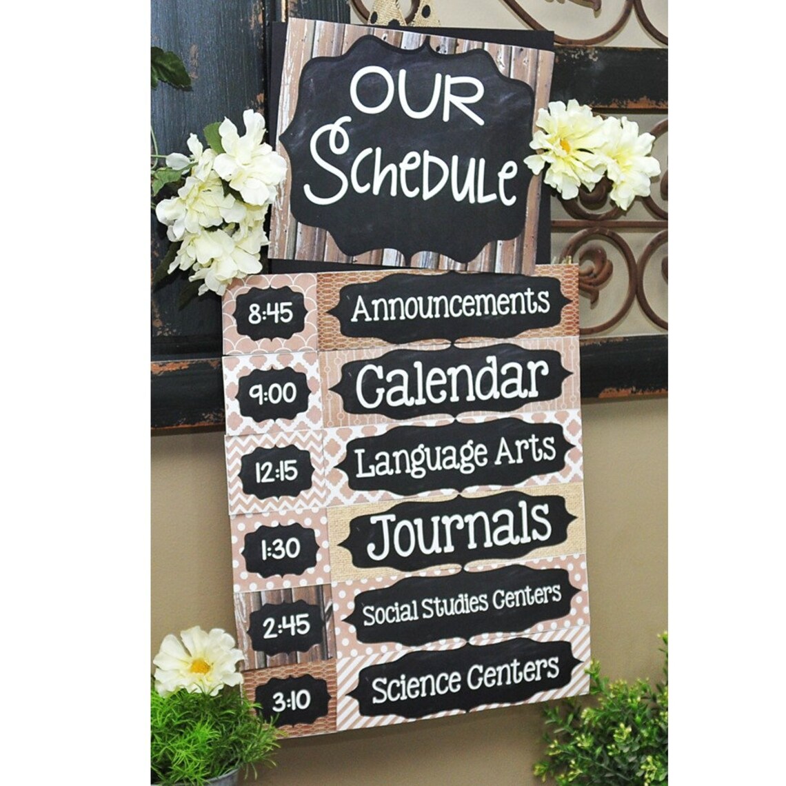 Editable Daily Schedule Cards Farmhouse Classroom Decor Farmhouse ...