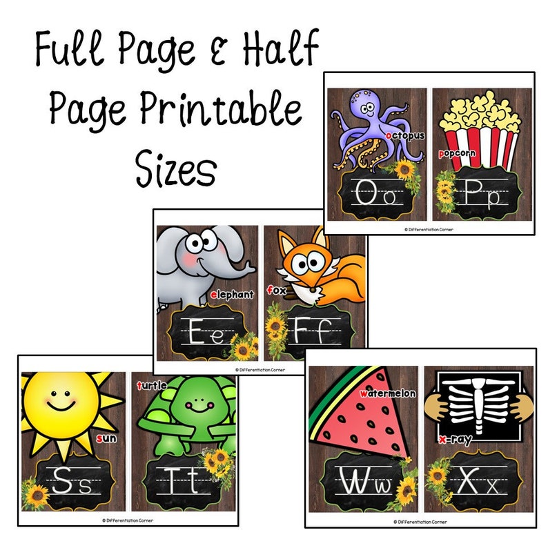 Alphabet Posters With Pictures for the Classroom Sunflower Farmhouse ...