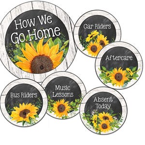 How We Go Home Dismissal Chart Template | Sunflower Farmhouse Classroom ...