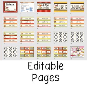 Editable Daily Schedule Cards Mushroom Retro Classroom Decor Printable ...