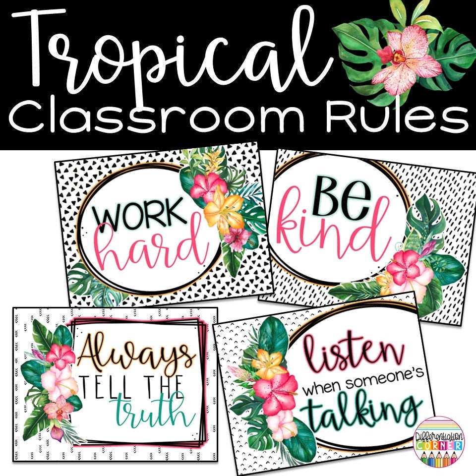 Editable Tropical Classroom Rules Posters Tropical Classroom Decor ...