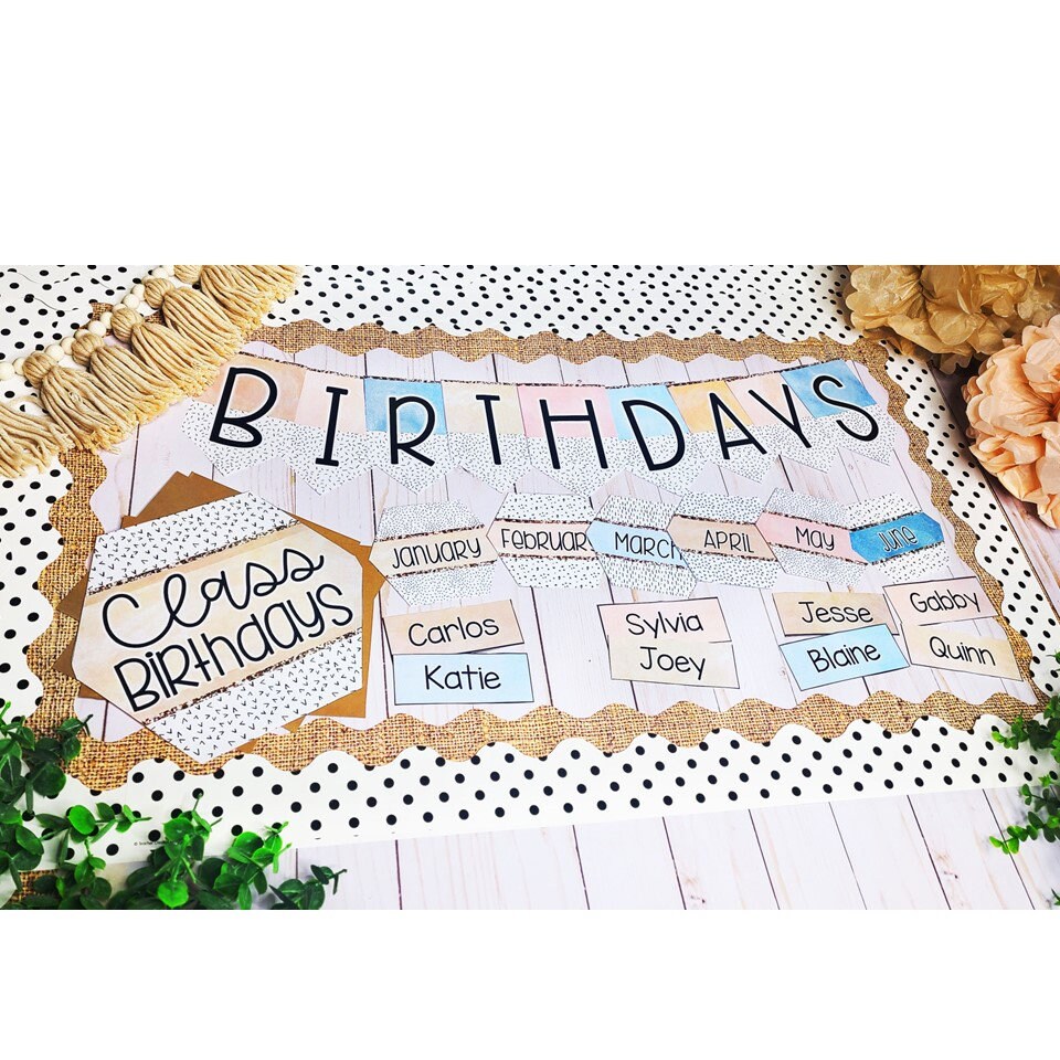 Boho Classroom Birthday Display Neutral Boho Classroom Decor Classroom ...