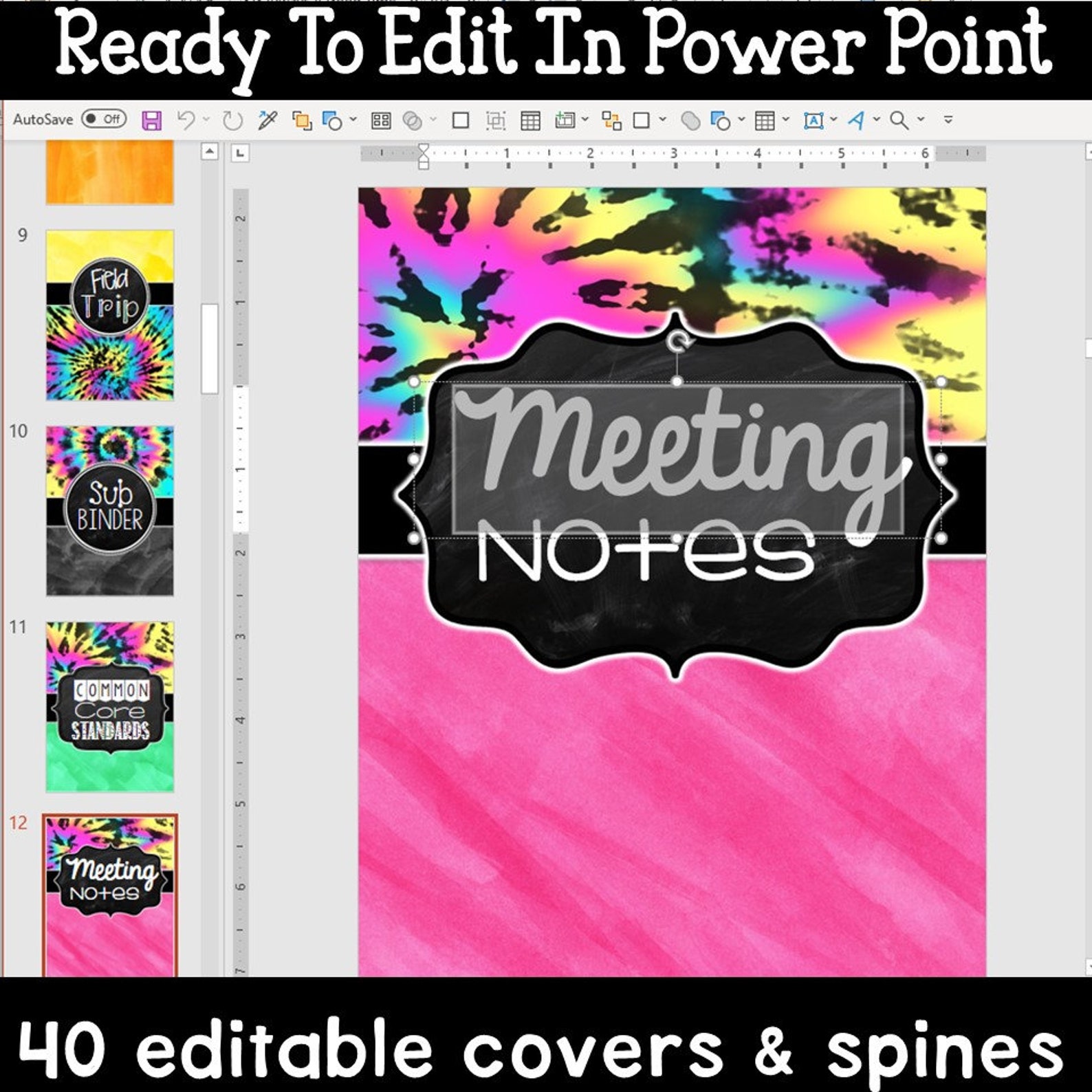 Editable Groovy Hippie Binder Covers and Spines Tie Dye Classroom Decor ...