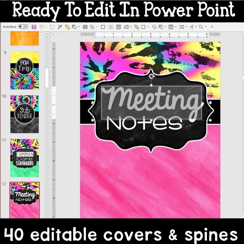 Editable Groovy Hippie Binder Covers and Spines Tie Dye - Etsy
