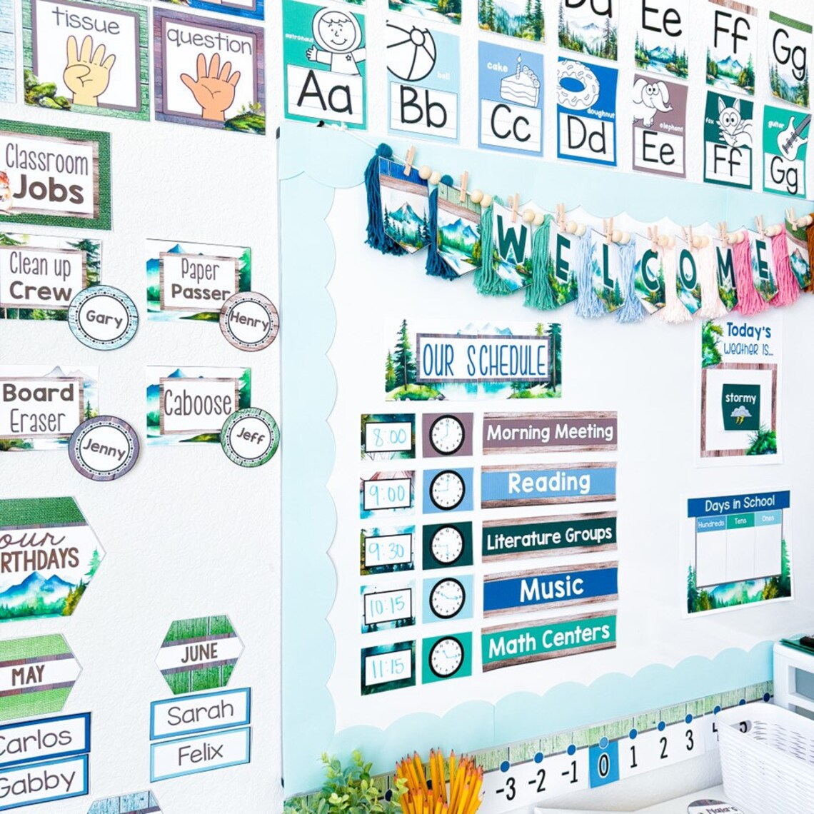 Editable Daily Schedule Cards Nature Classroom Decor Printable ...