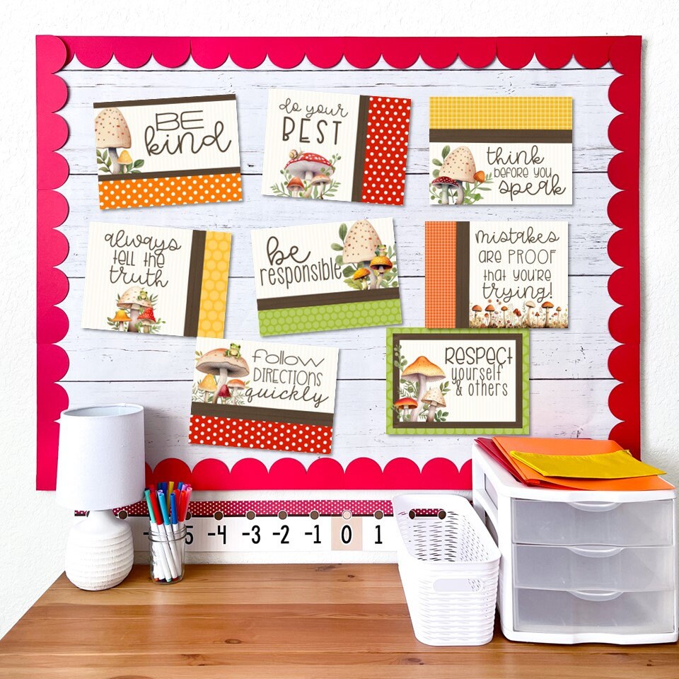 Mushroom Retro Classroom Rules Posters Mushroom Classroom Decor ...