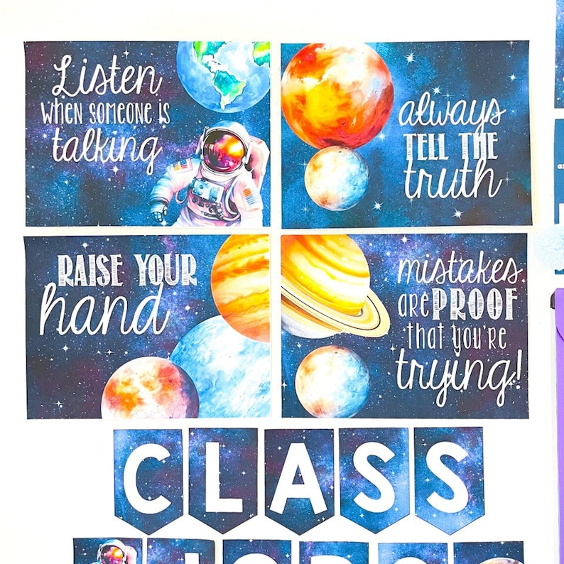 Space Classroom Decor Bundle | Classroom Bulletin Board Display Posters ...