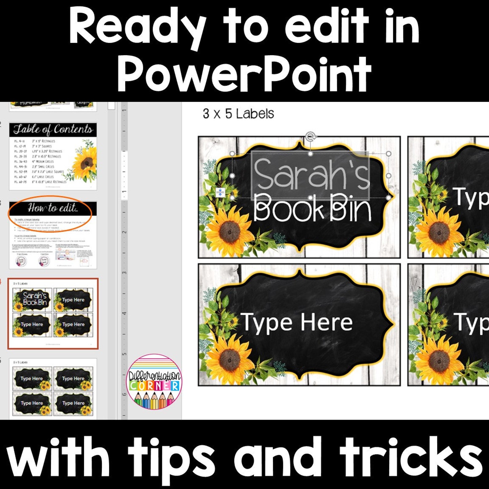 Editable Classroom Labels Sunflower Farmhouse Classroom Decor Sunflower ...