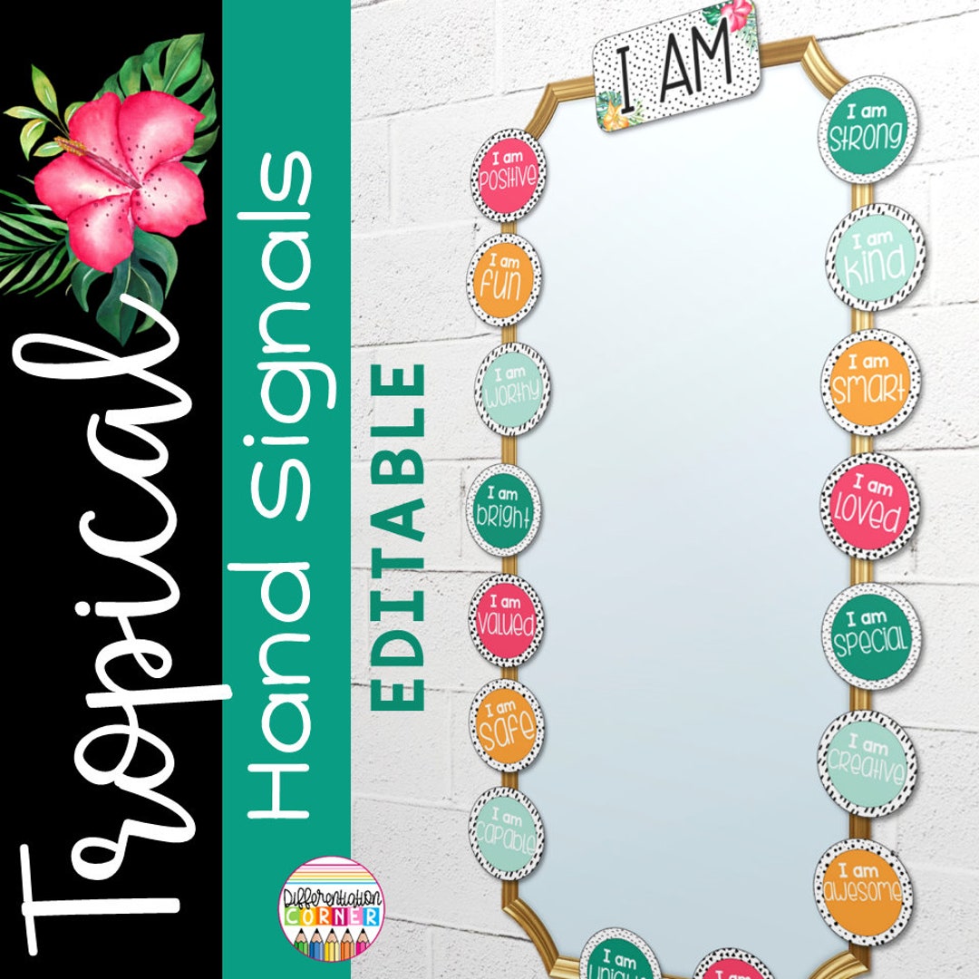 Positive Affirmation Station Cards Display Tropical Classroom Decor ...