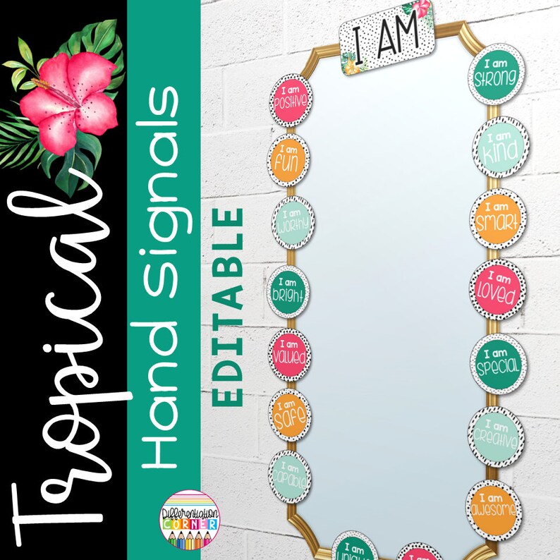 Positive Affirmation Station Cards Display Tropical Classroom Decor ...
