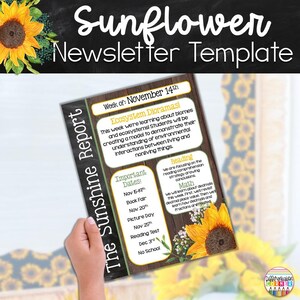 Editable Classroom Newsletter Template | Sunflower Farmhouse Classroom ...
