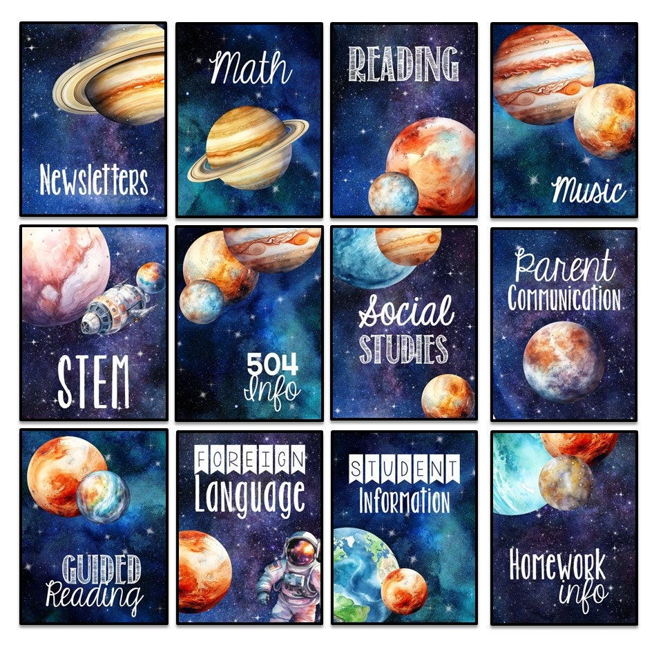 Editable Space Binder Covers and Spines Space Classroom Decor Space ...