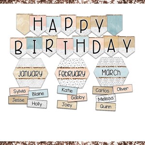 Boho Classroom Birthday Board Neutral Boho Classroom Decor Birthday ...
