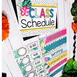 Editable Daily Schedule Cards Tropical Classroom Decor Tropical ...