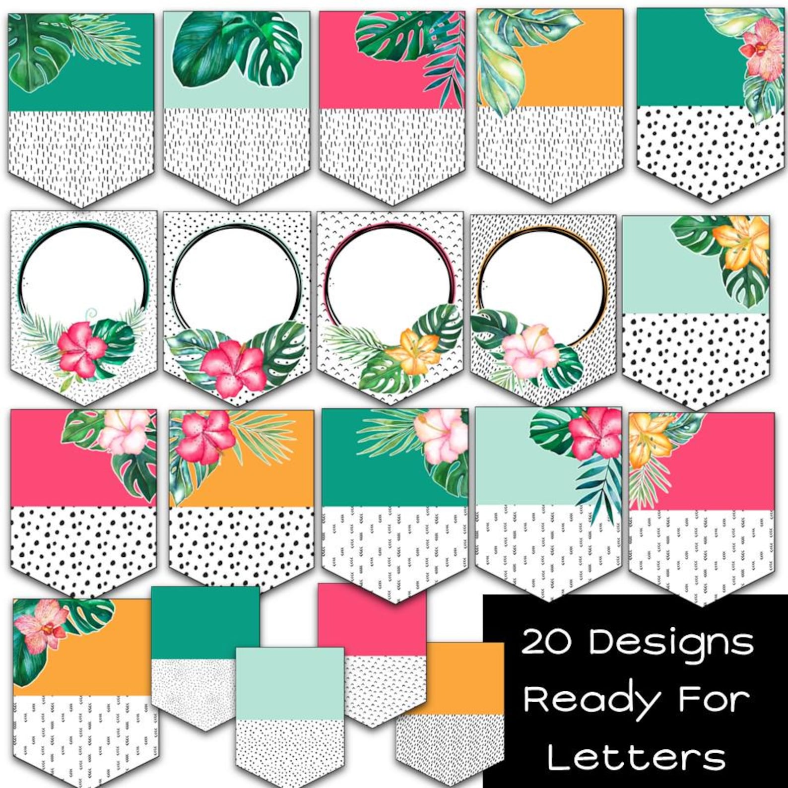 Editable Tropical Bunting Bulletin Board Banner Letters | Tropical ...
