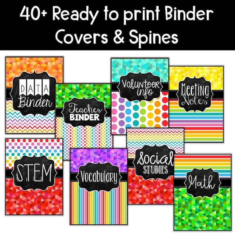 Editable Binder Covers and Spines | Rainbow Classroom Decor | Printable ...