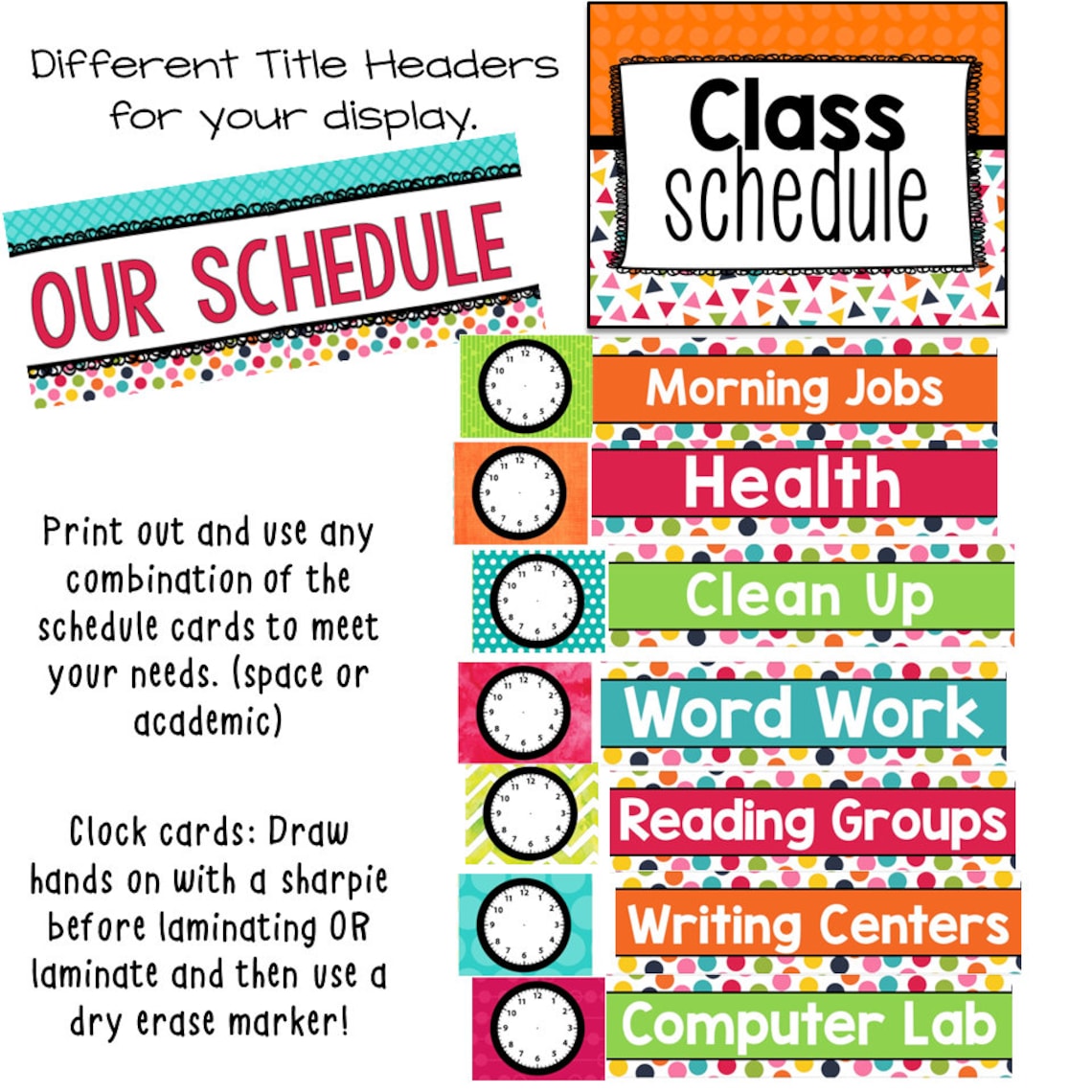 Editable Daily Schedule Cards Confetti Rainbow Classroom Decor - Etsy